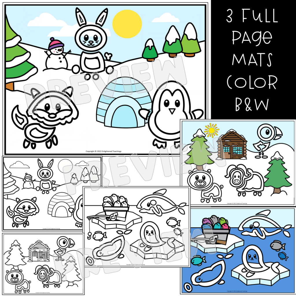 Arctic Animal Play Dough Mats Fine Motor Skills, Arctic Animal ...