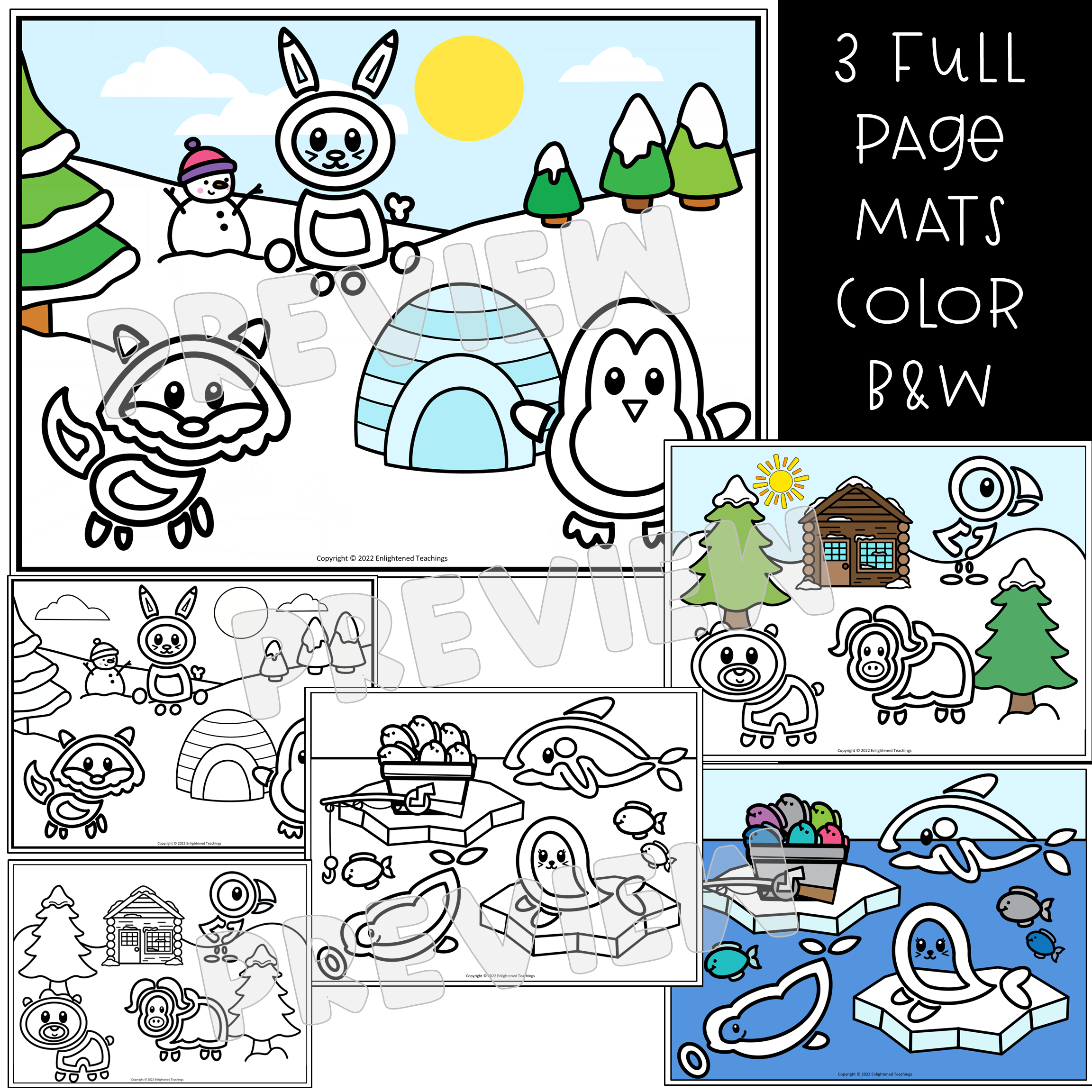 Arctic Animal Play Dough Mats Fine Motor Skills, Arctic Animal ...