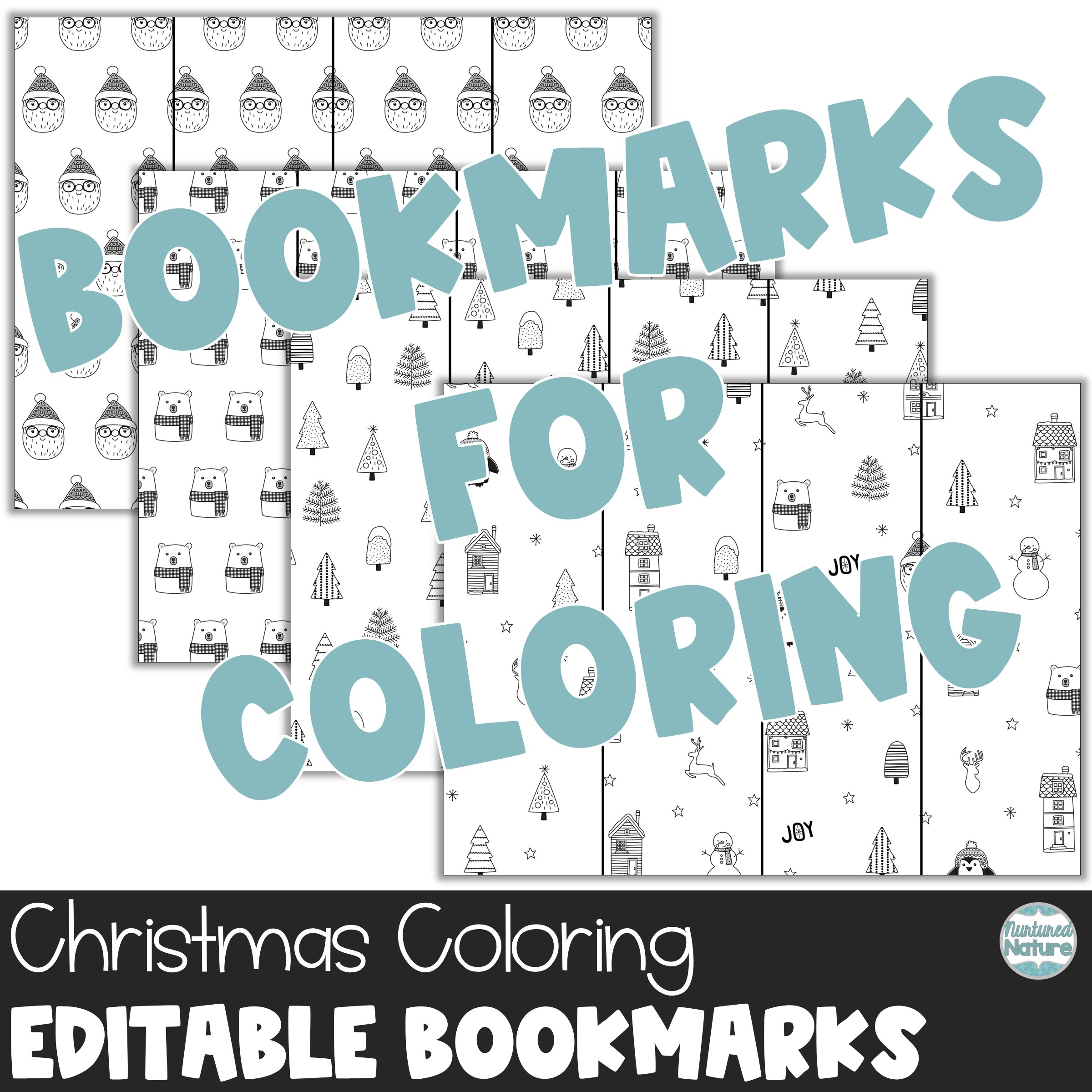 Editable Bookmarks - Christmas Coloring Sheets for Student Gifts | Made ...