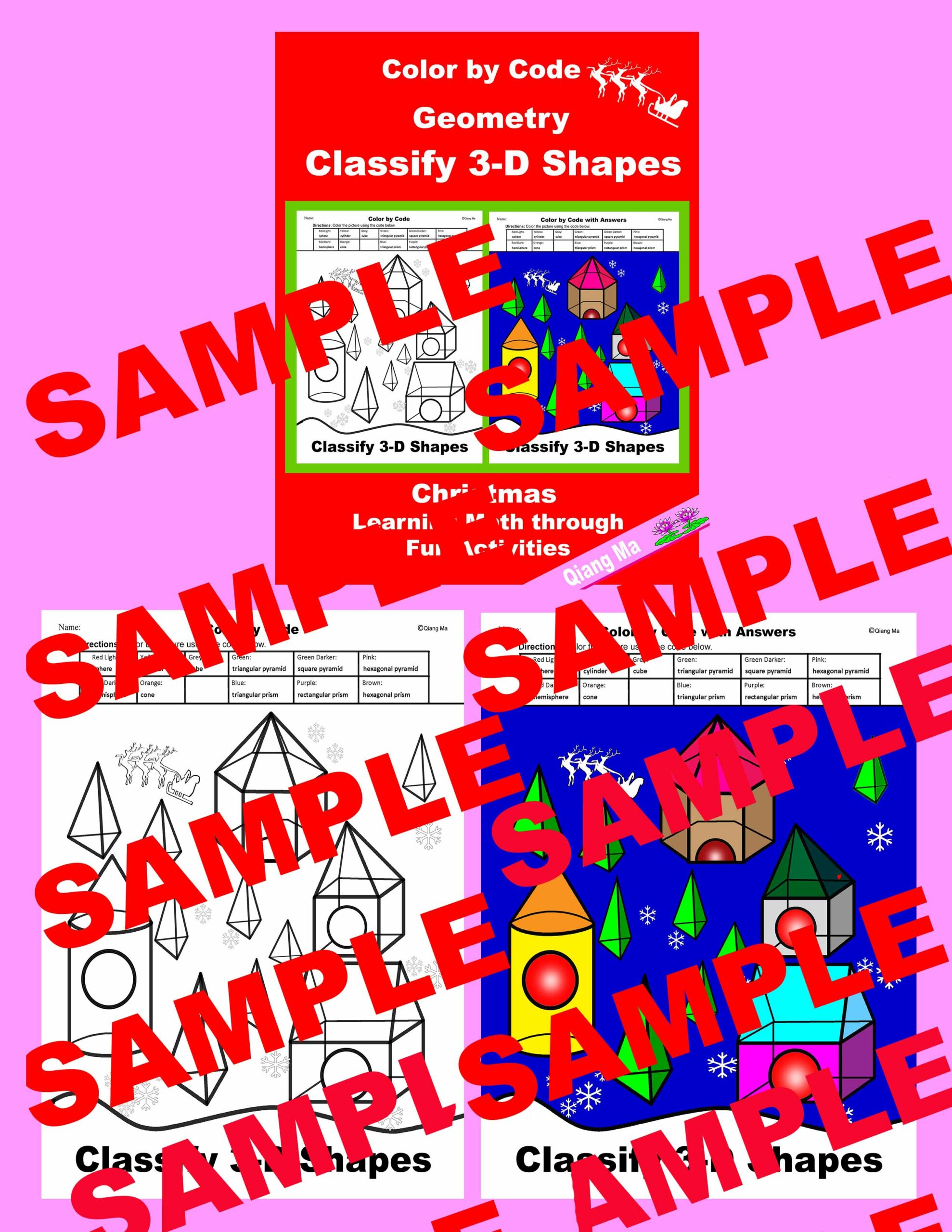 Christmas Color by Code: Classify 3-D Shapes | Made By Teachers