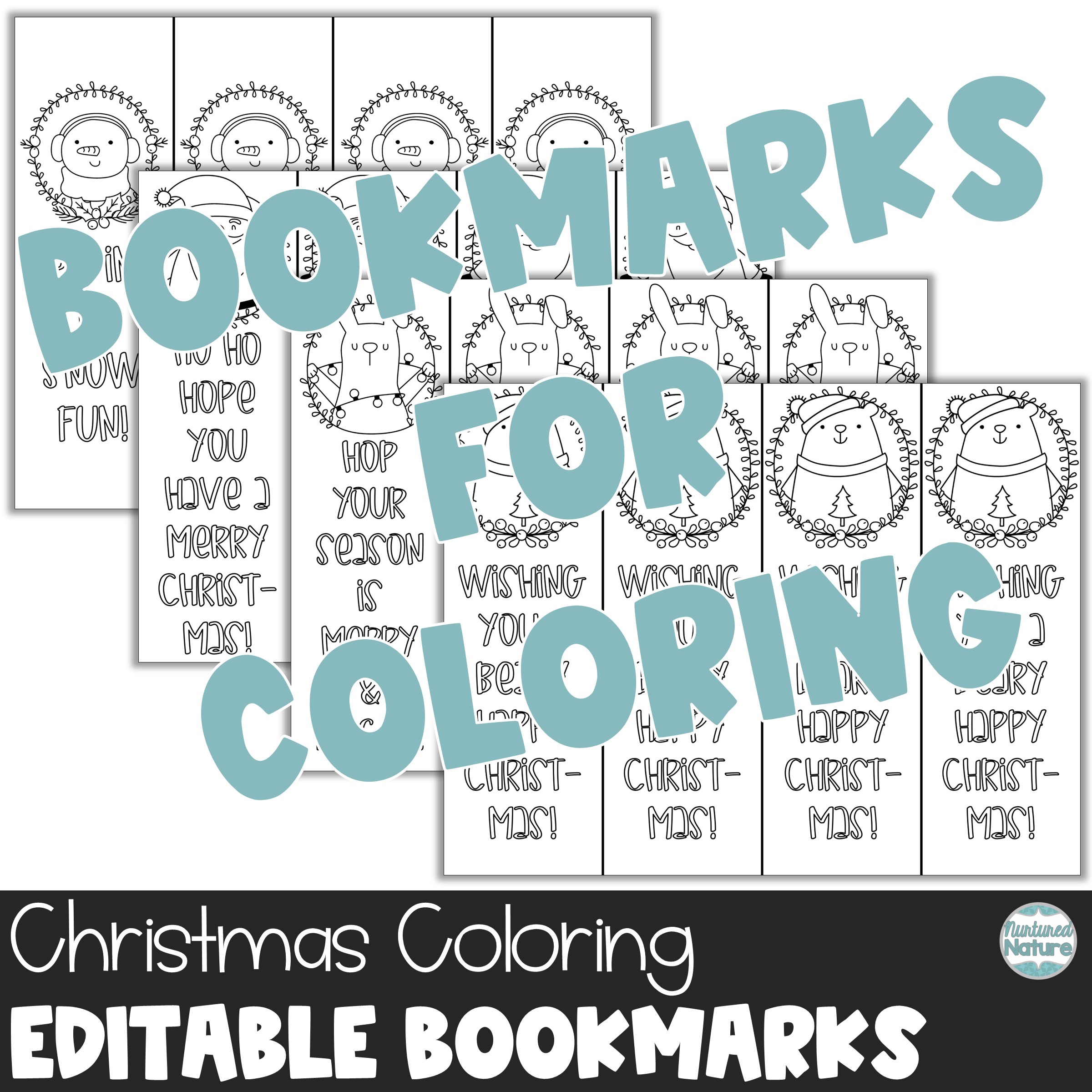 Editable Bookmarks - Christmas Coloring Sheets for Student Gifts | Made ...