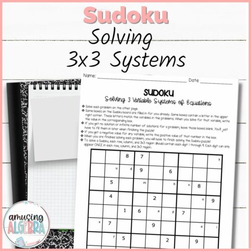 Solving Three Variable Systems Sudoku Puzzle | Made By Teachers