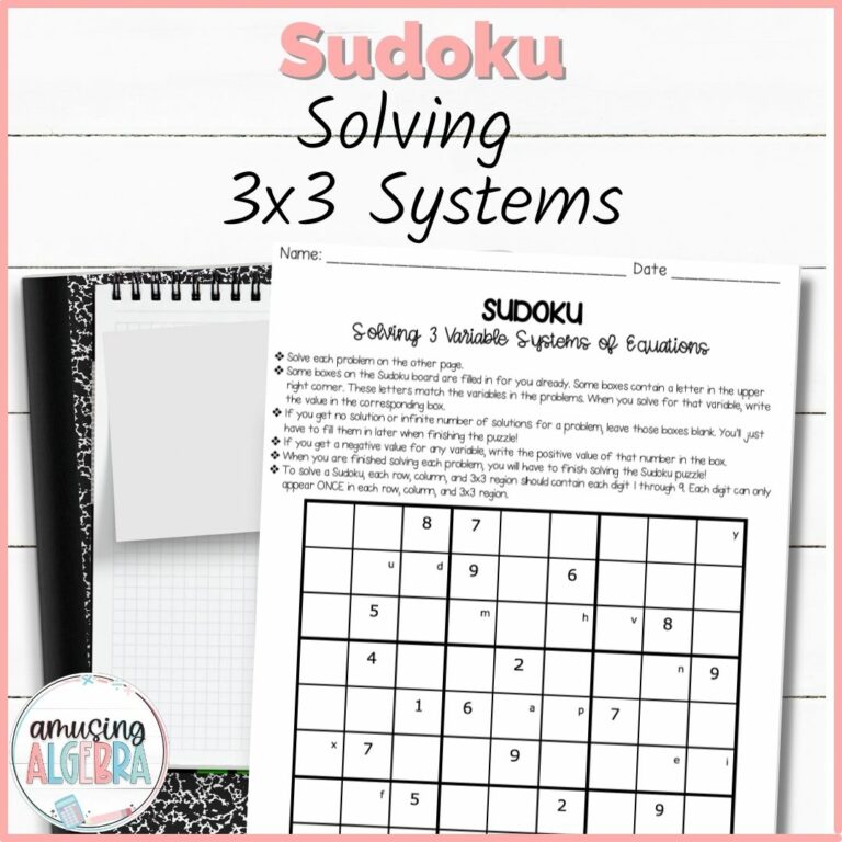 Solving Three Variable Systems Sudoku Puzzle | Made By Teachers