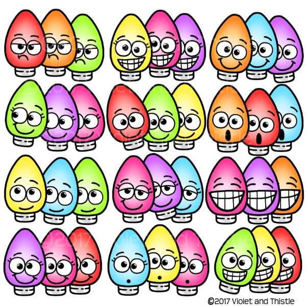 Christmas Light Fun Faces Clipart Traditional Bright Colors Clip Art ...