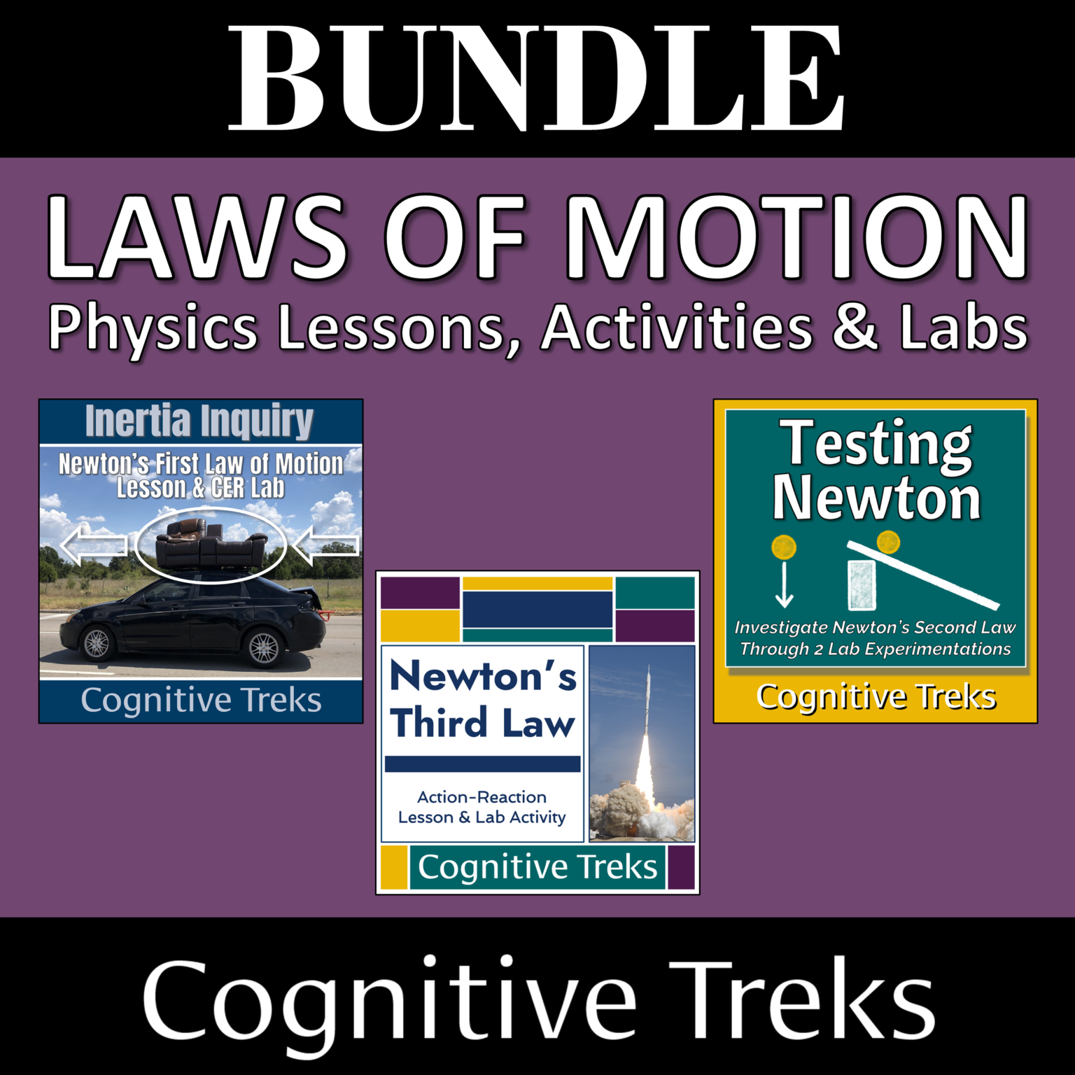 Newton's 3 Laws of Motion Physics Bundle | Inertia, Acceleration ...