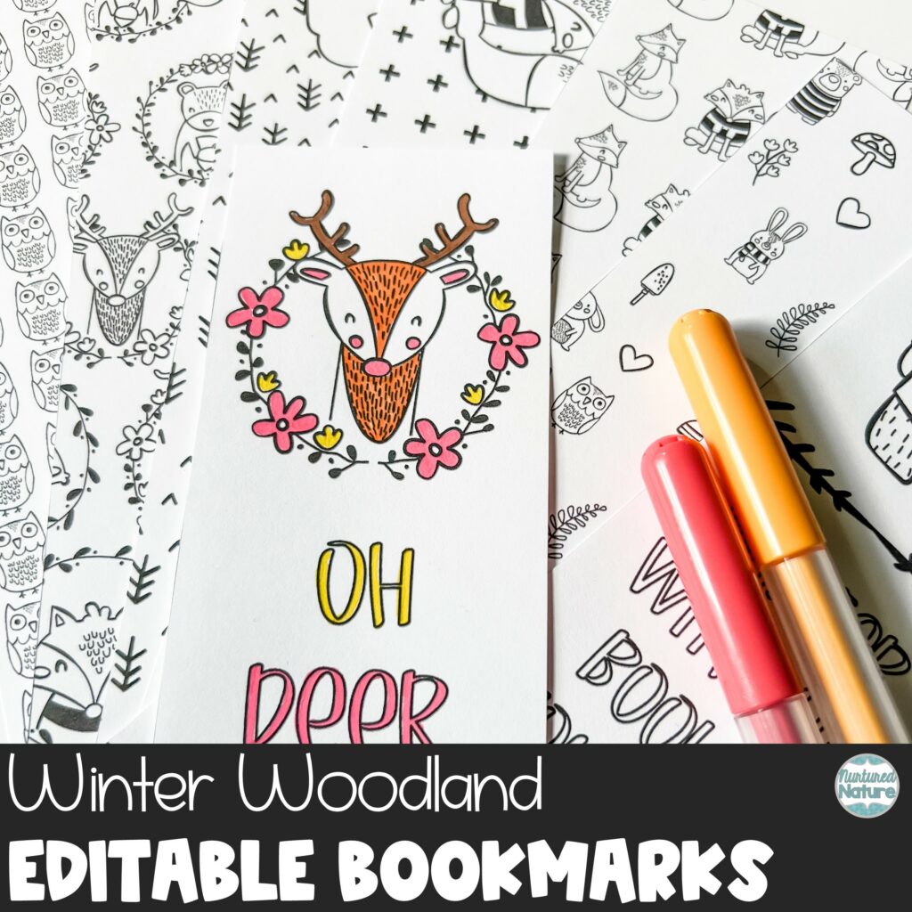 Winter Coloring Sheet Bookmarks - Woodland Animal Editable Tags for ...