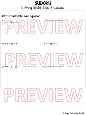 Solving Multi-Step Linear Equations Sudoku Puzzle | Made By Teachers
