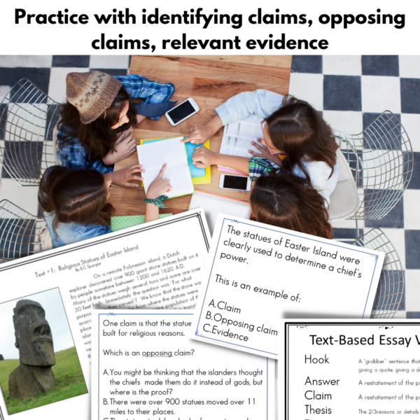 Argumentative Essay Writing Task Cards | Text based | Middle School ...