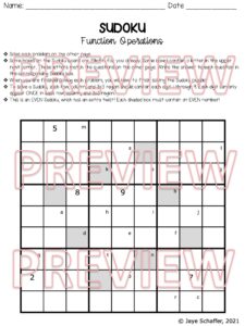 Function Operations and Compositions Even Sudoku Puzzle | Made By Teachers