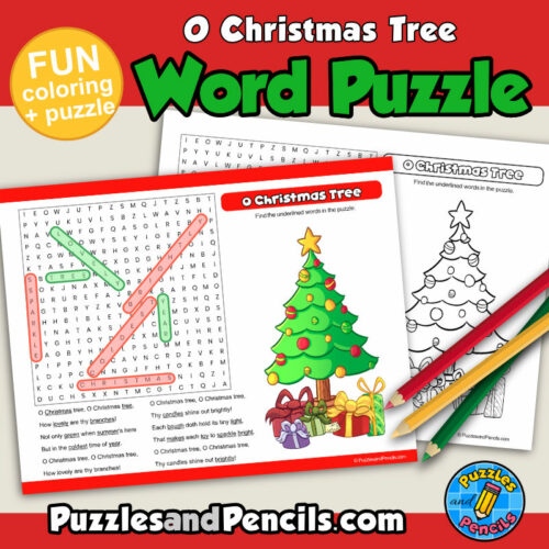 Christmas Songs Word Search Puzzle Activity Page with Coloring ...