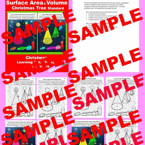 Christmas Color by Code: Surface Area and Volume: Christmas Tree ...