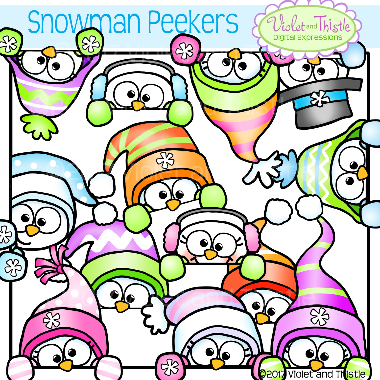 Snowman Clipart Snowmen Page Topper Clip Art Super Cute Frosty Peeking ...