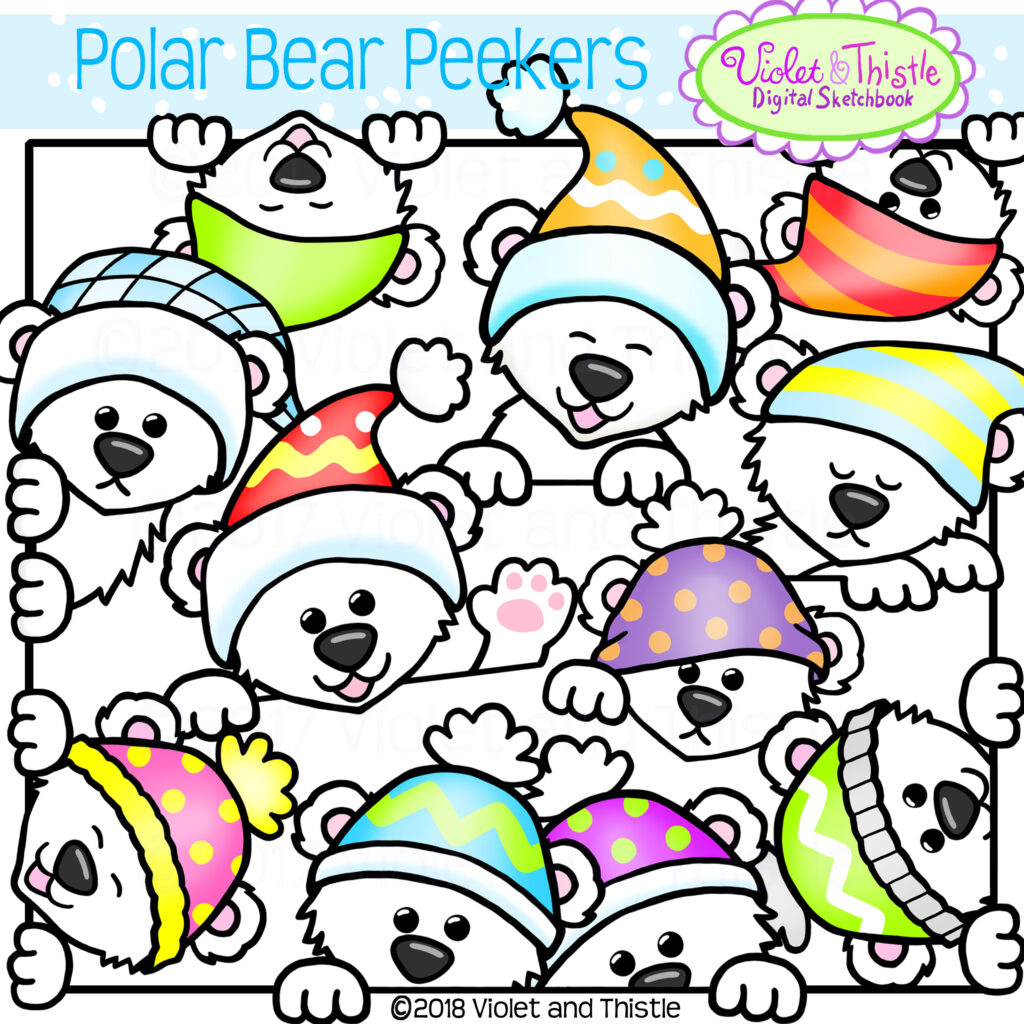 Polar Bear Clipart Winter Snow Bear Clip Art Super Cute Bears Wearing ...