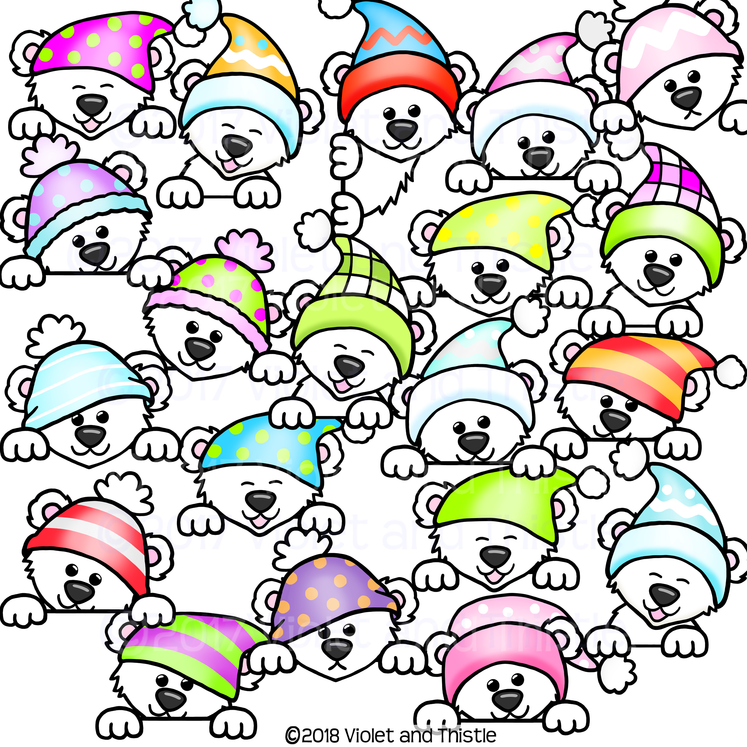 Polar Bear Clipart Winter Snow Bear Clip Art Super Cute Bears Wearing ...