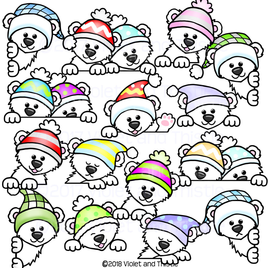 Polar Bear Clipart Winter Snow Bear Clip Art Super Cute Bears Wearing ...