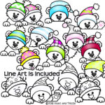 Polar Bear Clipart Winter Snow Bear Clip Art Super Cute Bears Wearing ...
