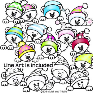 Polar Bear Clipart Winter Snow Bear Clip Art Super Cute Bears Wearing ...