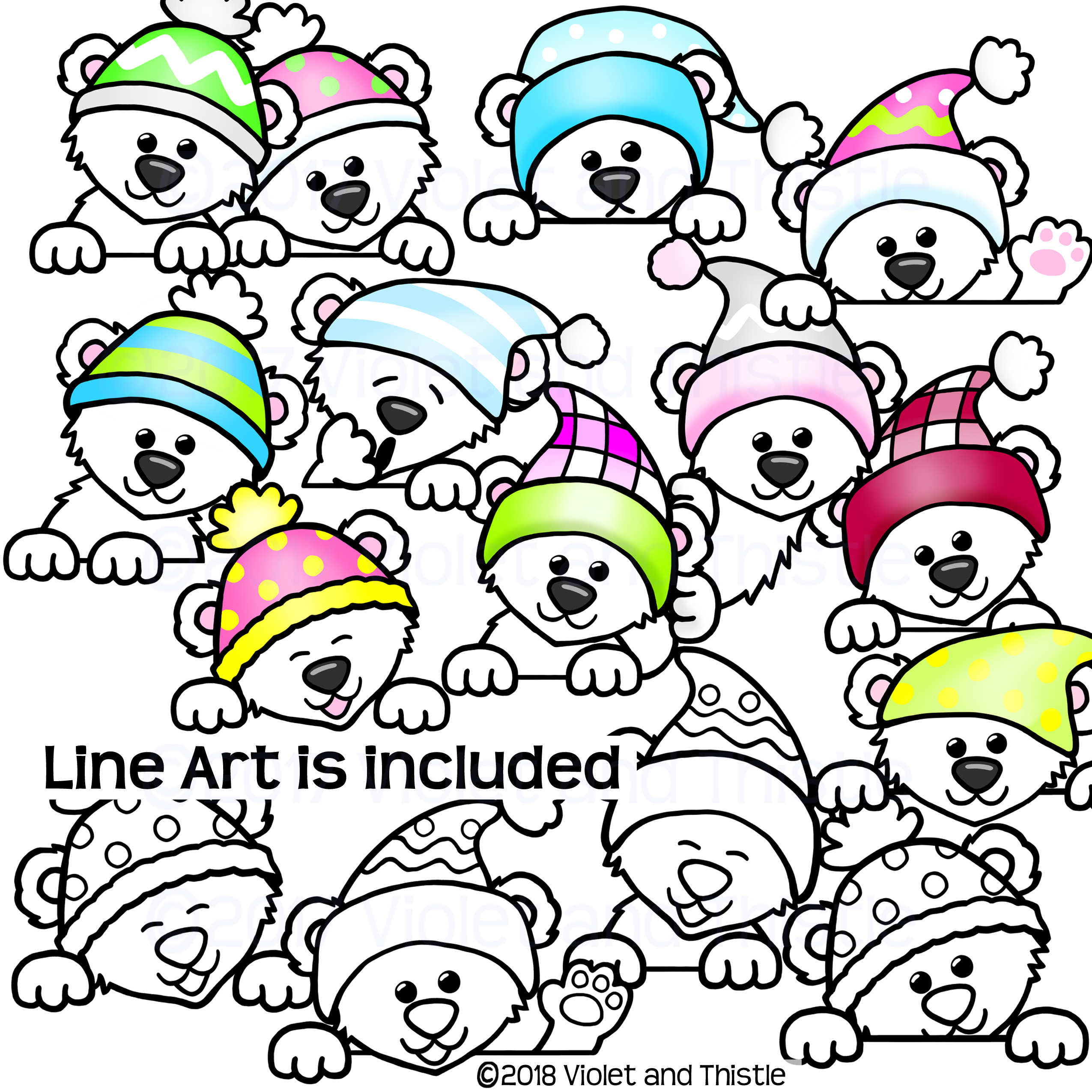 Polar Bear Clipart Winter Snow Bear Clip Art Super Cute Bears Wearing ...