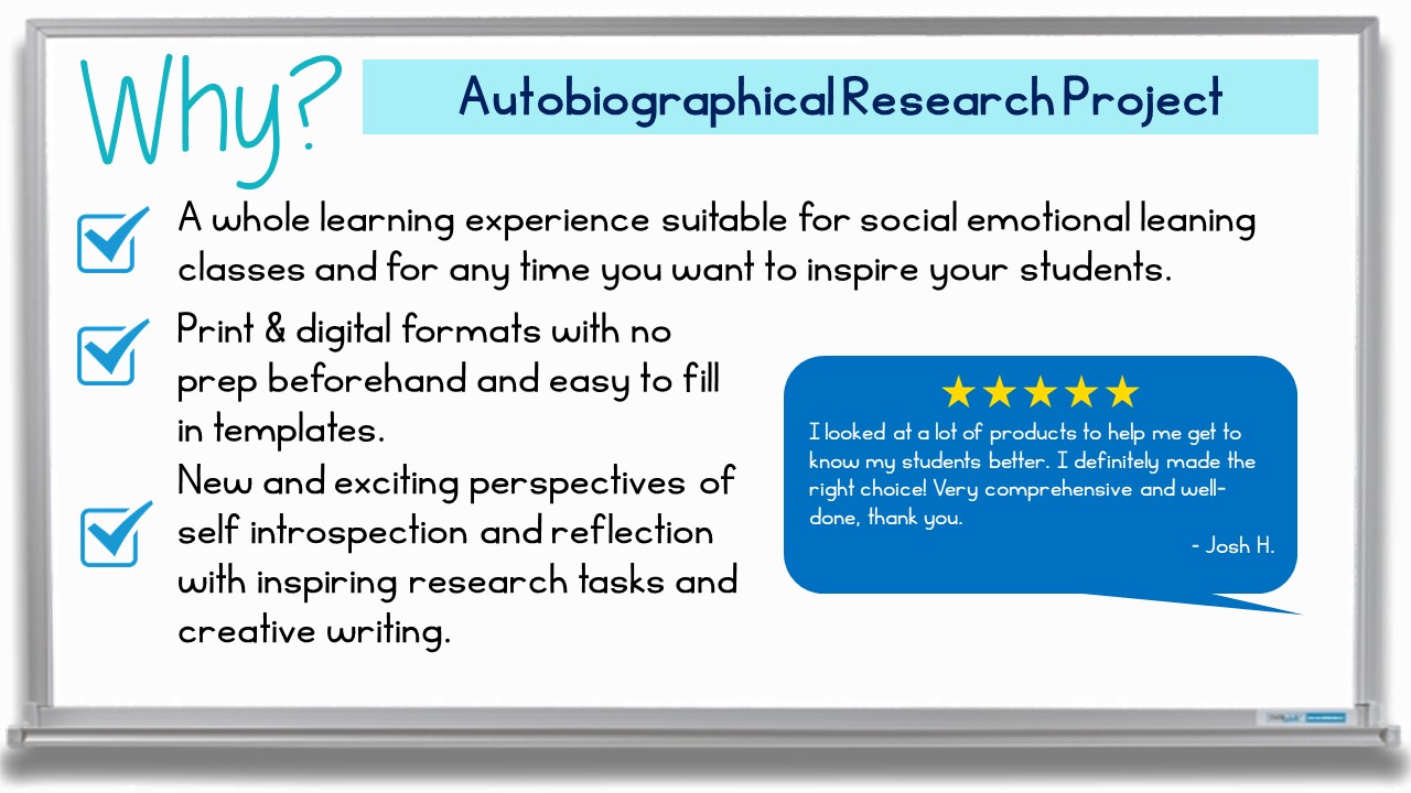 Autobiography Research Project - All About Me Writing Activities PRINT ...