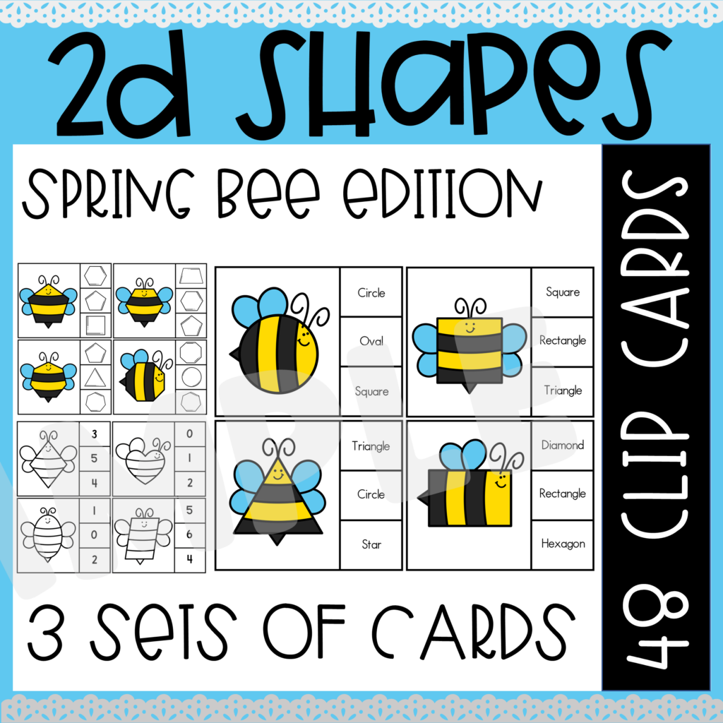 Spring 2D Shapes Bee Shapes Clip Cards 2D Shape Sorting Math Center ...