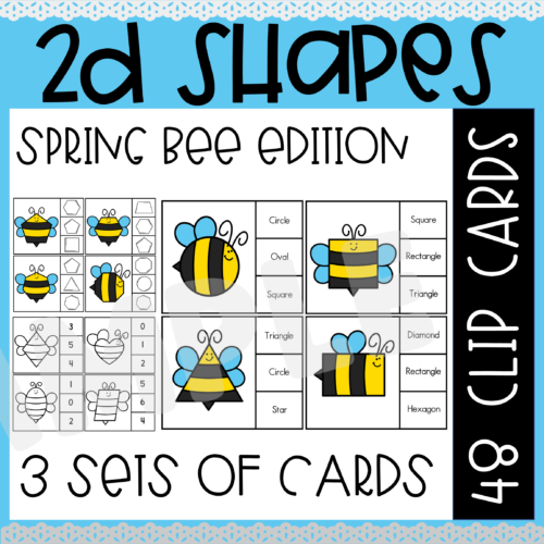 Spring 2D Shapes Bee Shapes Clip Cards 2D Shape Sorting Math Center ...
