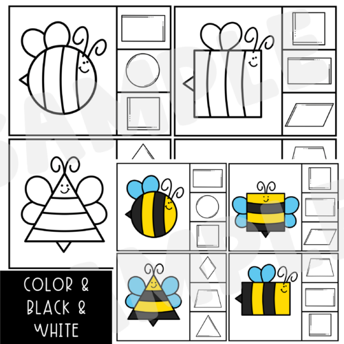 Spring 2D Shapes Bee Shapes Clip Cards 2D Shape Sorting Math Center ...