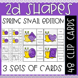 Spring 2D Shapes Snail Shapes Clip Cards 2D Shape Sorting Math Center ...