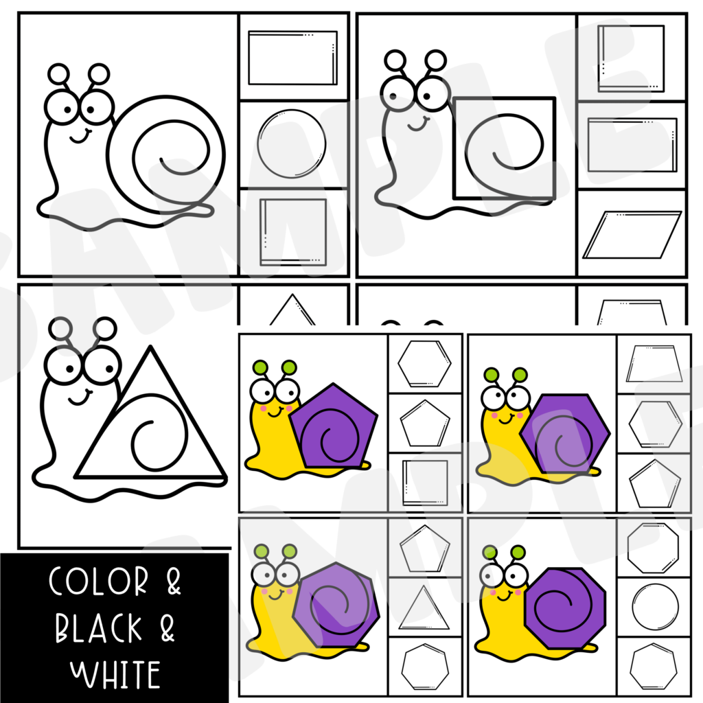 Spring 2D Shapes Snail Shapes Clip Cards 2D Shape Sorting Math Center ...