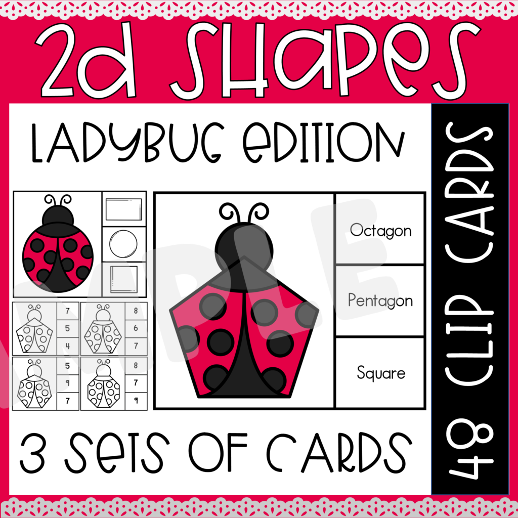 Spring 2D Shapes Ladybug Shapes Clip Cards 2D Shape Sorting Math Center ...