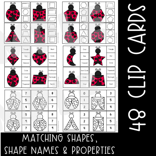 Spring 2D Shapes Ladybug Shapes Clip Cards 2D Shape Sorting Math Center ...
