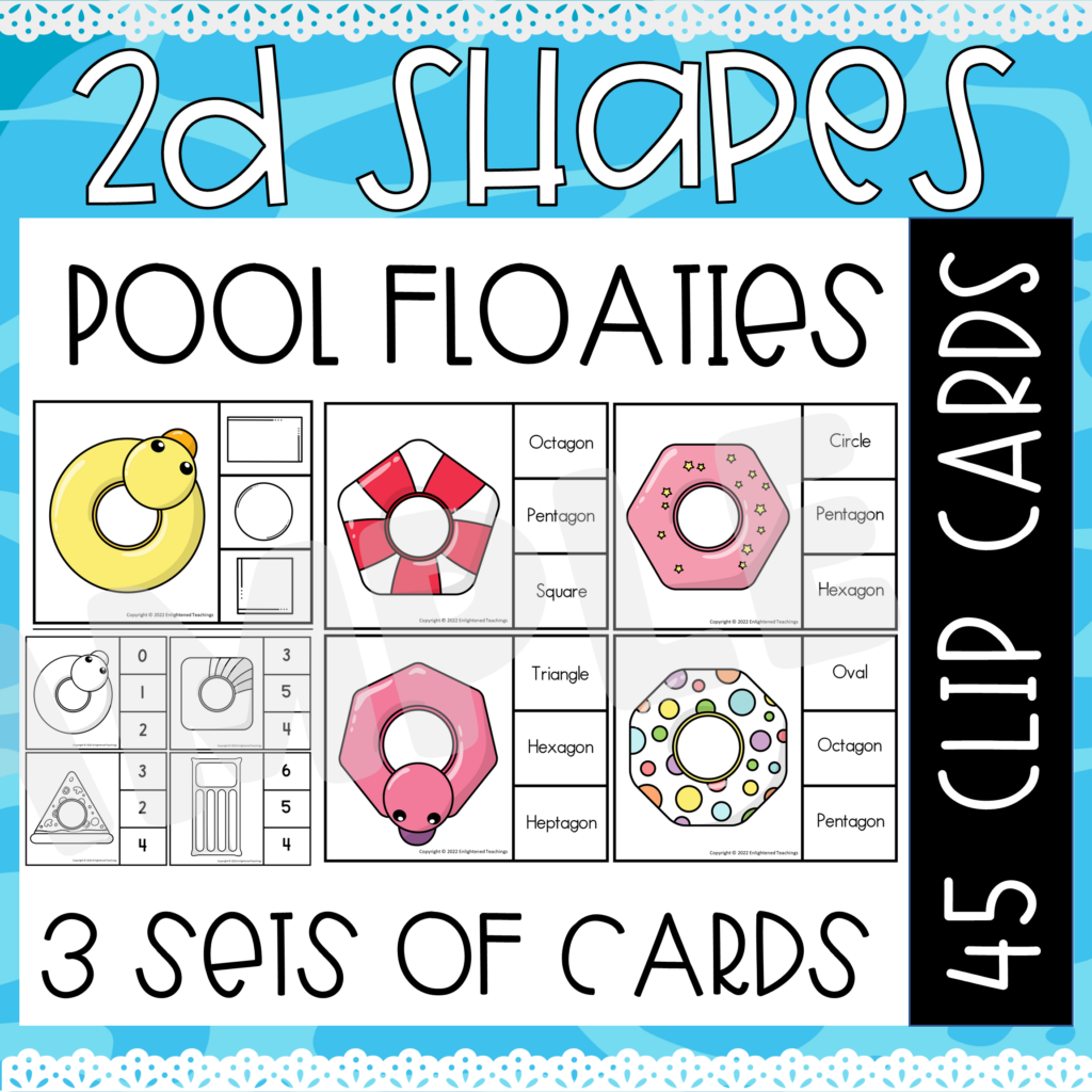 Pool Floaties 2D Shape Clip Cards 2D Shape Sorting Shape Properties ...