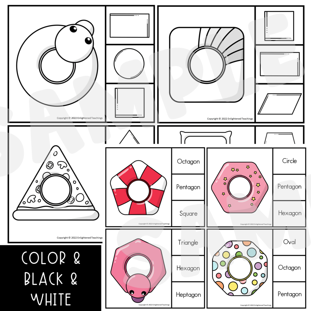 Pool Floaties 2D Shape Clip Cards 2D Shape Sorting Shape Properties ...