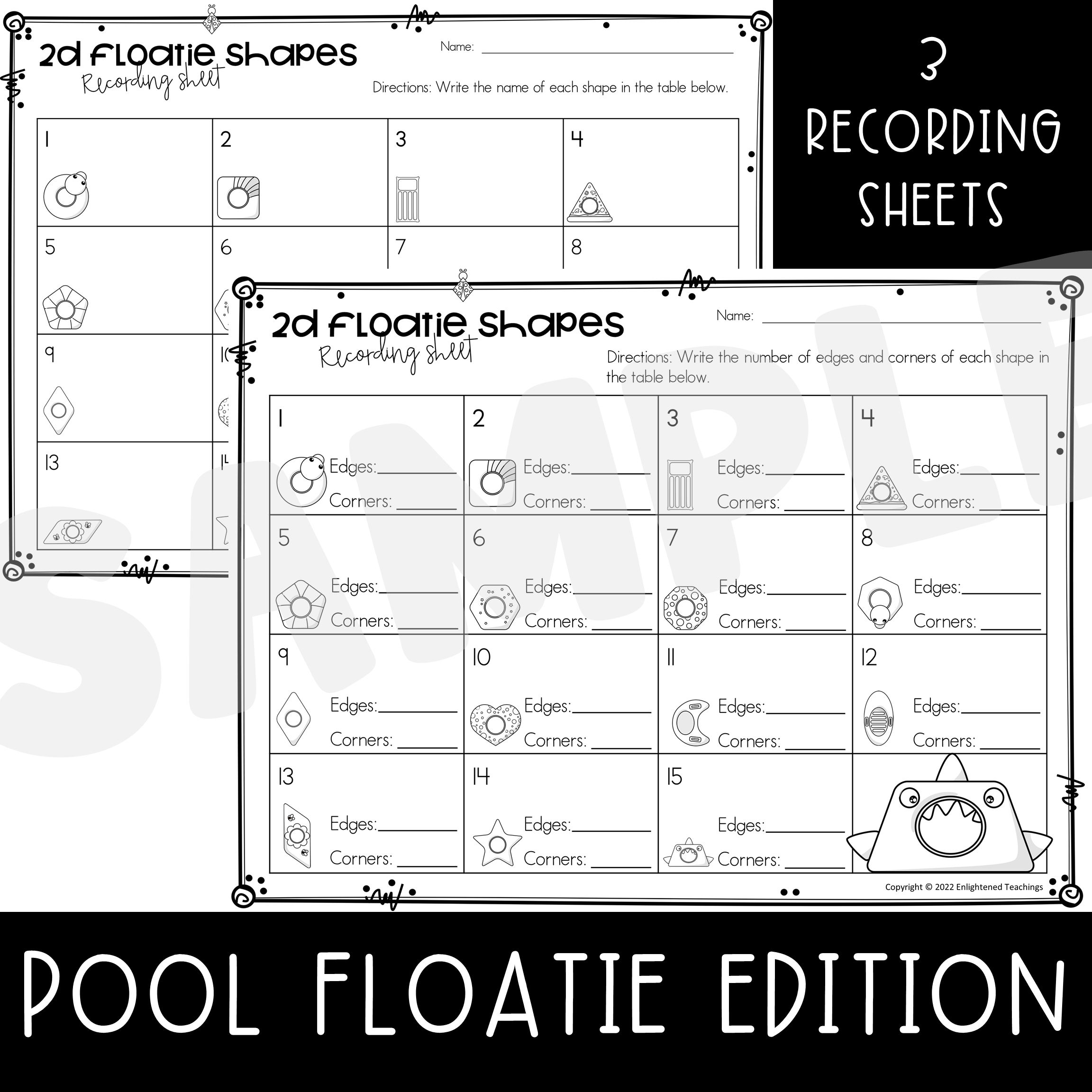 Pool Floaties 2D Shape Clip Cards 2D Shape Sorting Shape Properties ...