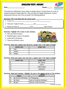 English Test: Common and Proper Nouns | Made By Teachers