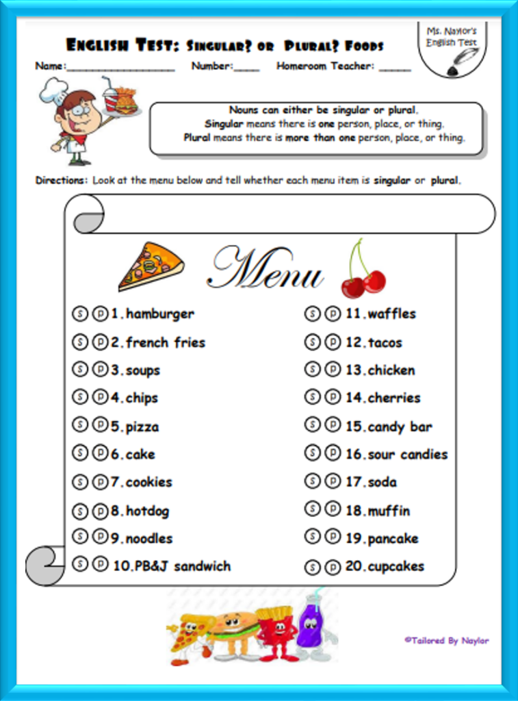 English Test Singular Or Plural Nouns Foods Made By Teachers english-test-singular-or-plural-nouns-foods-made-by-teachers
