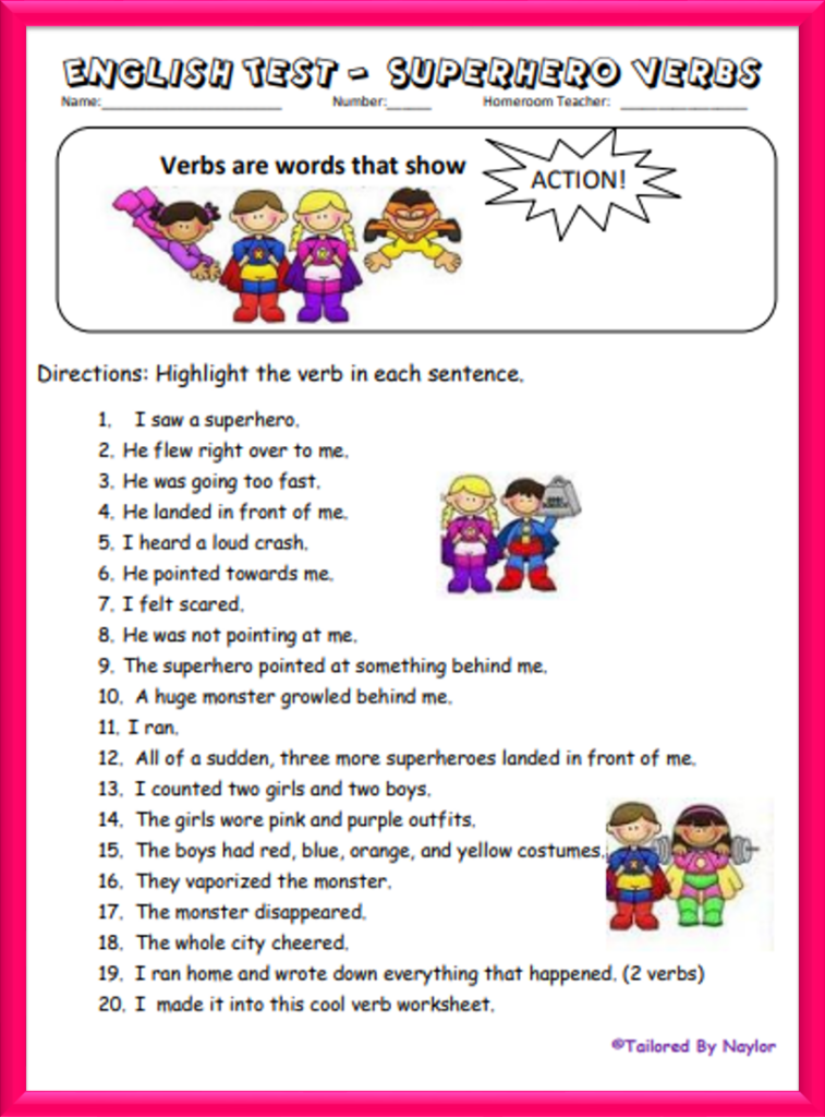 English Test: Superhero Verbs | Made By Teachers