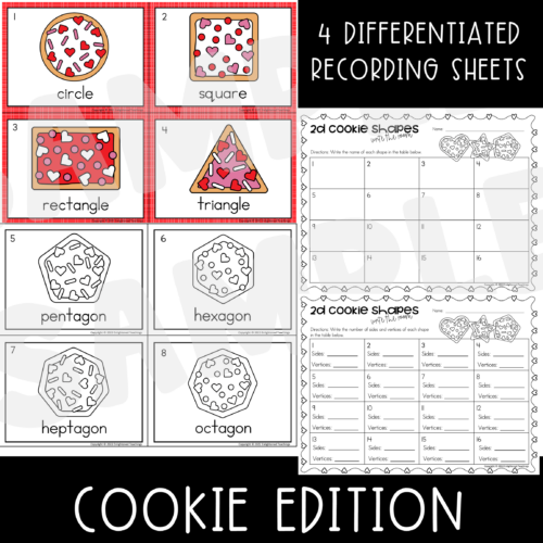 Cookie 2D Shapes Cookie Edition Write the Room Task Cards | Made By ...