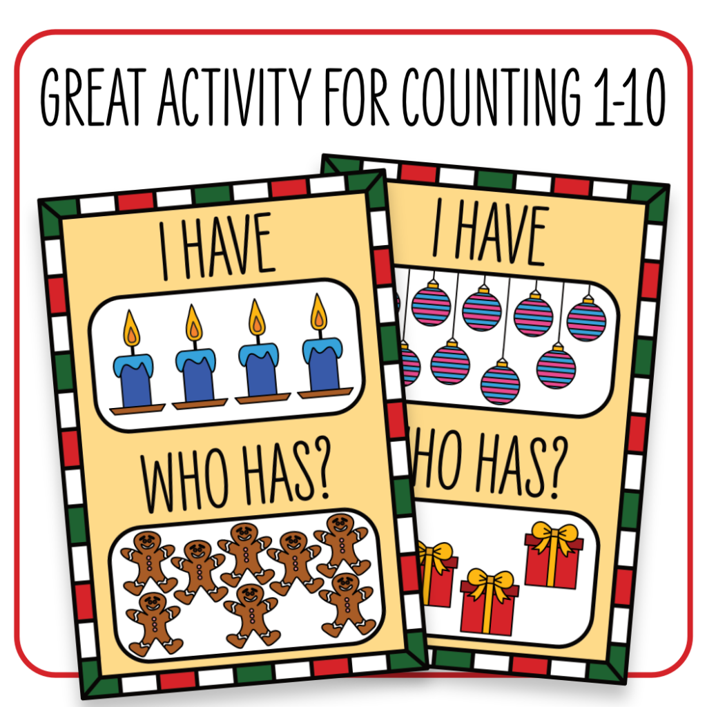 Christmas Activity - I Have, Who Has? Cards Game - Counting 1-10 and ...