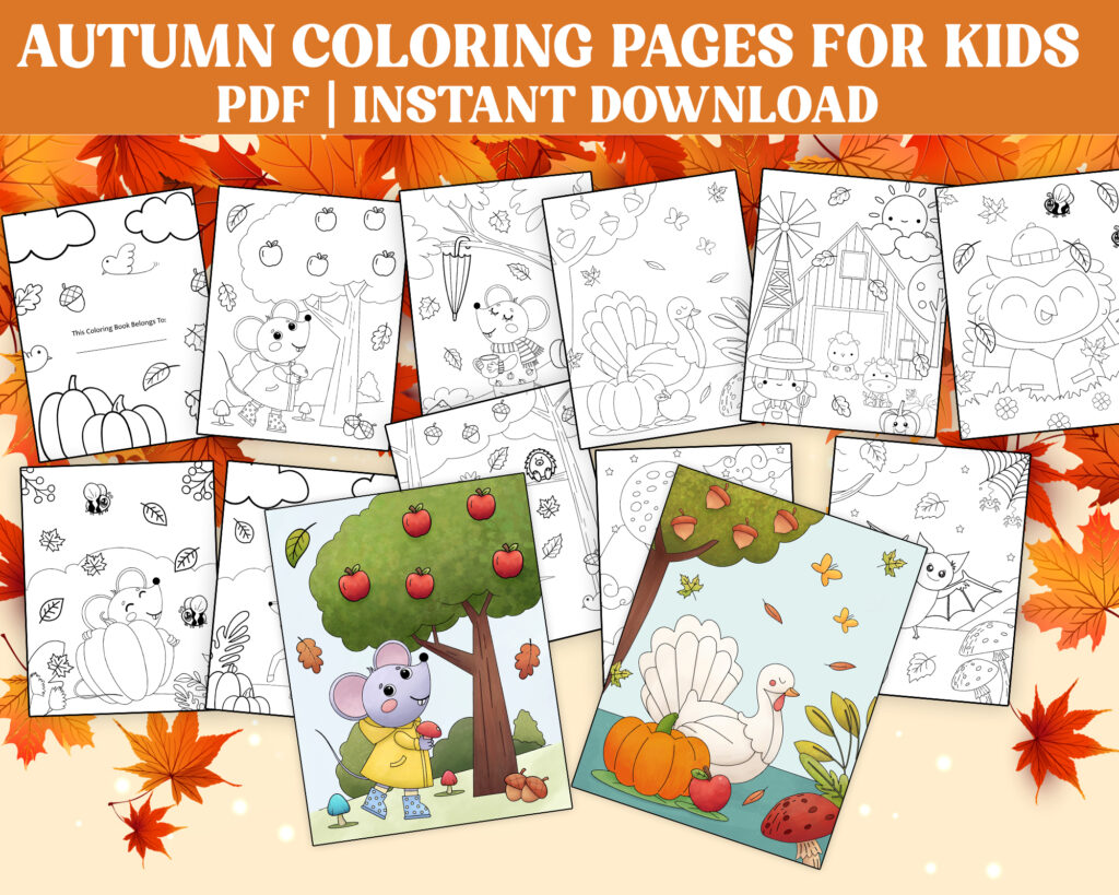 PDF Fall Bookmarks to Color V1 | Printable Autumn Coloring Bookmark for ...