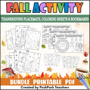 PDF Fall Activity Sheets for Kids Bundle, Autumn Thanksgiving Activity ...