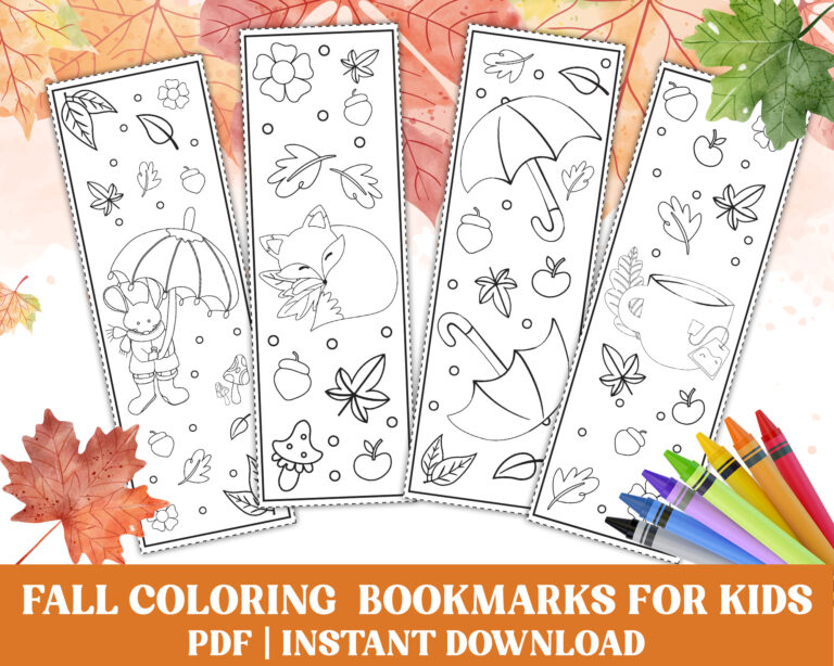 PDF Autumn Bookmarks for Kids | Printable Coloring Fall Bookmark ...