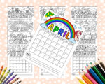 12 Month Coloring Calendar for Kids, PDF Cute Coloring Calendar | Made ...