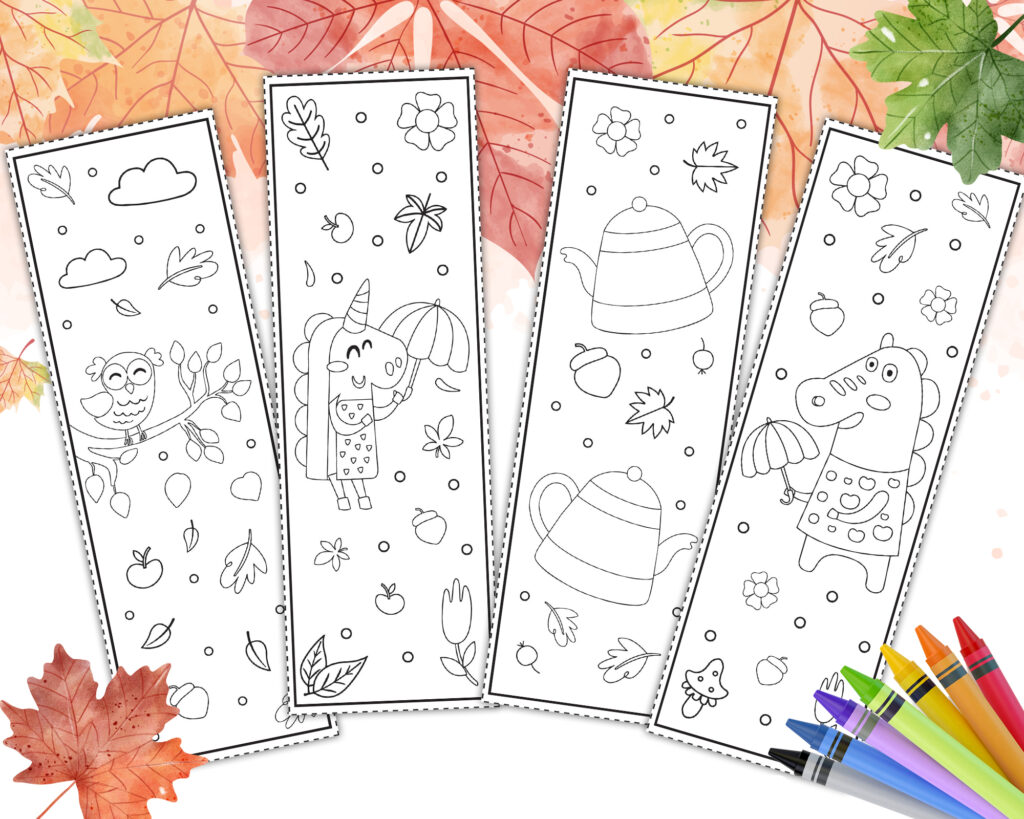 Autumn Coloring Bookmark for Kids, Printable Fall Coloring Bookmarks ...