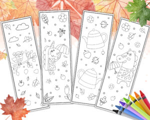 Autumn Coloring Bookmark for Kids, Printable Fall Coloring Bookmarks ...
