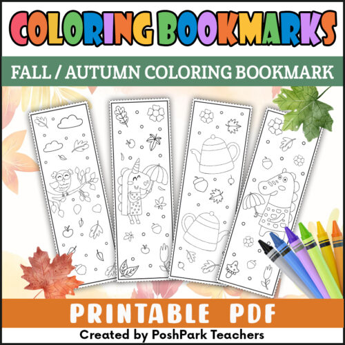 Autumn Coloring Bookmark for Kids, Printable Fall Coloring Bookmarks ...