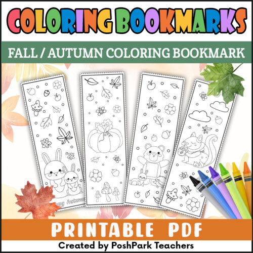 PDF Autumn Bookmarks to Color V2 | Printable Fall Themed Activity for ...