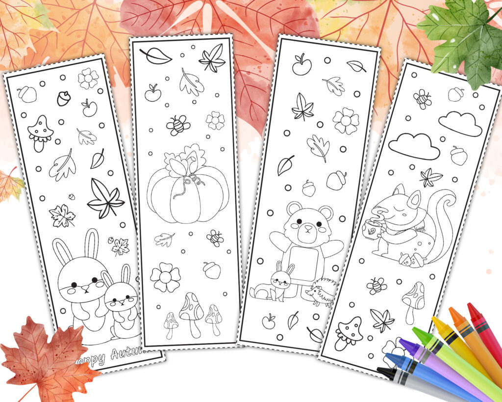 PDF Autumn Bookmarks to Color V2 | Printable Fall Themed Activity for ...