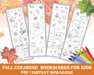 PDF Autumn Bookmarks to Color V2 | Printable Fall Themed Activity for ...