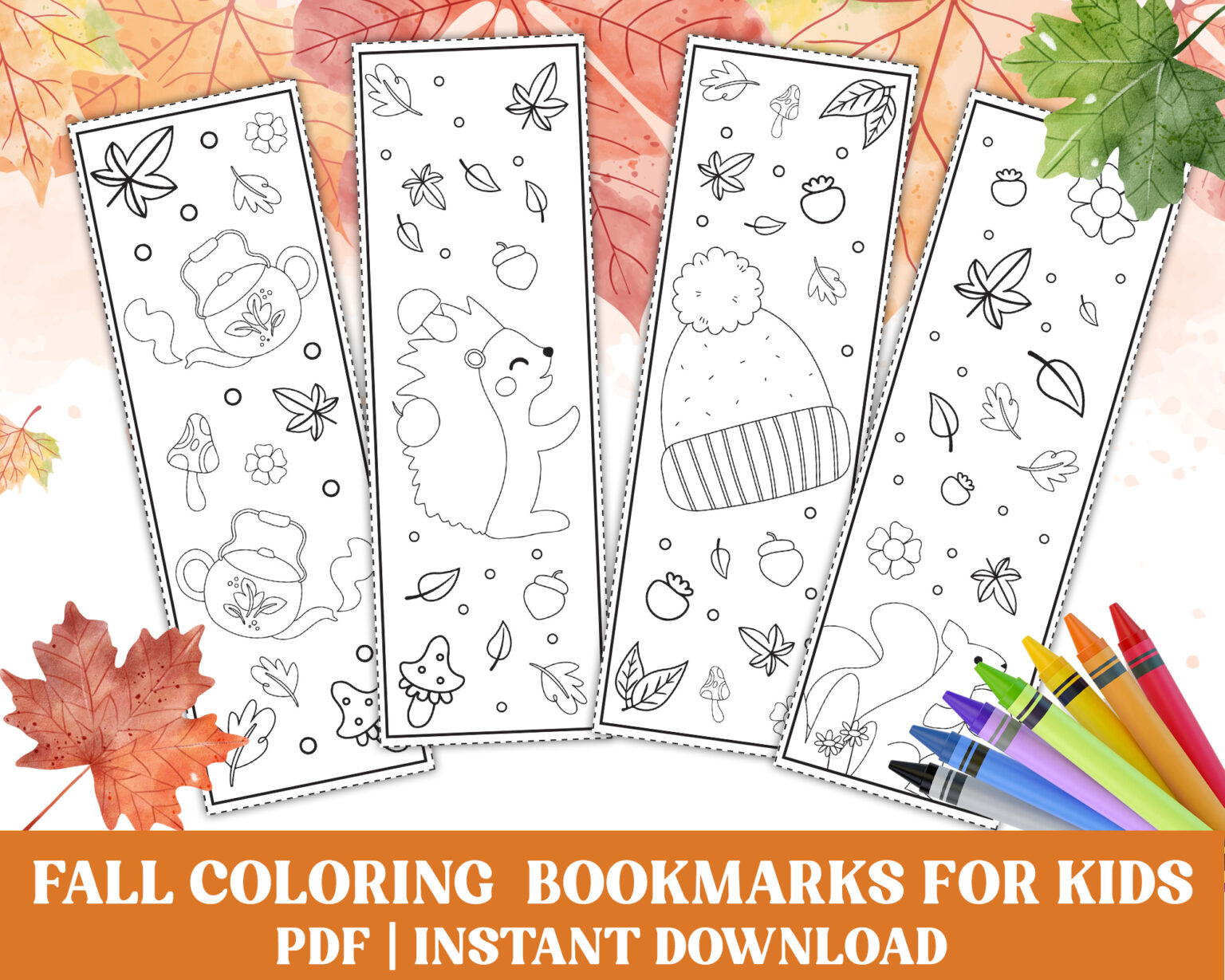 PDF Fall Bookmarks Color Your Own | Printable Bookmark Templates for ...