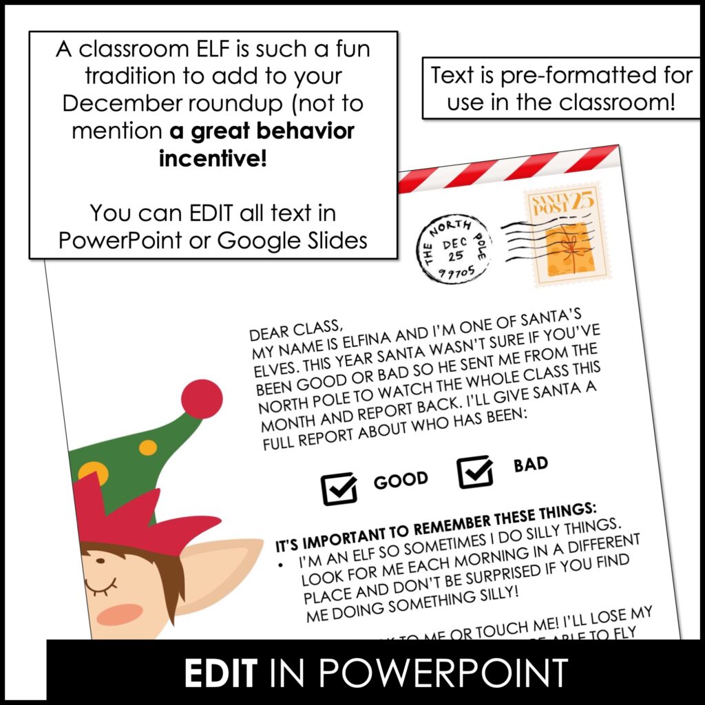 Classroom Elf Welcome Kit - Elf in our Classroom December Behavior ...